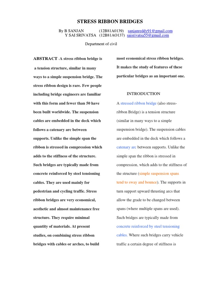 Stress Ribbon Bridges Explained | PDF | Bridge | Civil Engineering