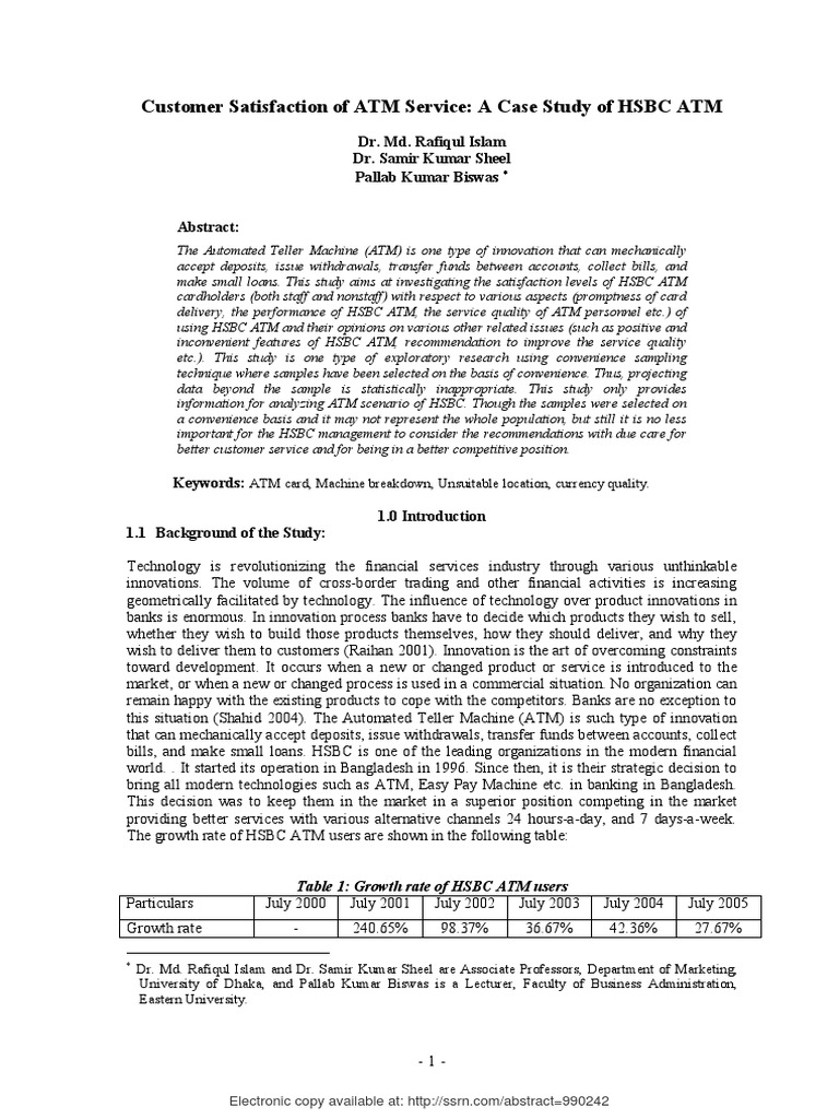 Customer Satisfaction of ATM Services | PDF | Automated Teller Machine ...