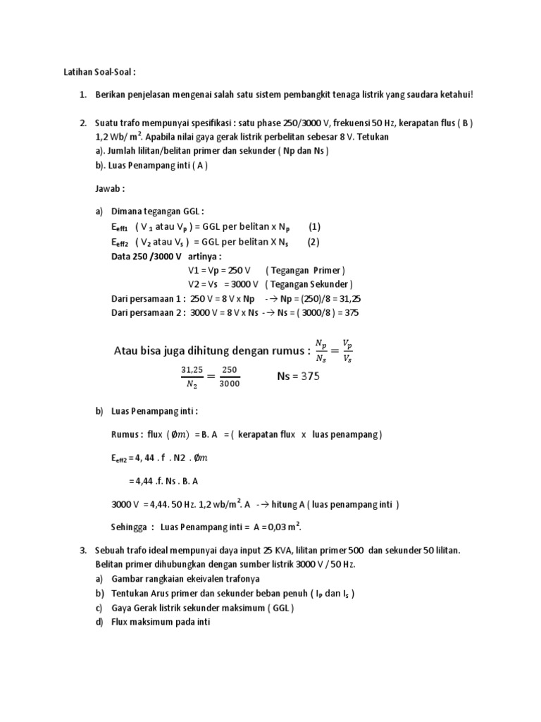 Latihan Soal Trafo Dan Generator | PDF