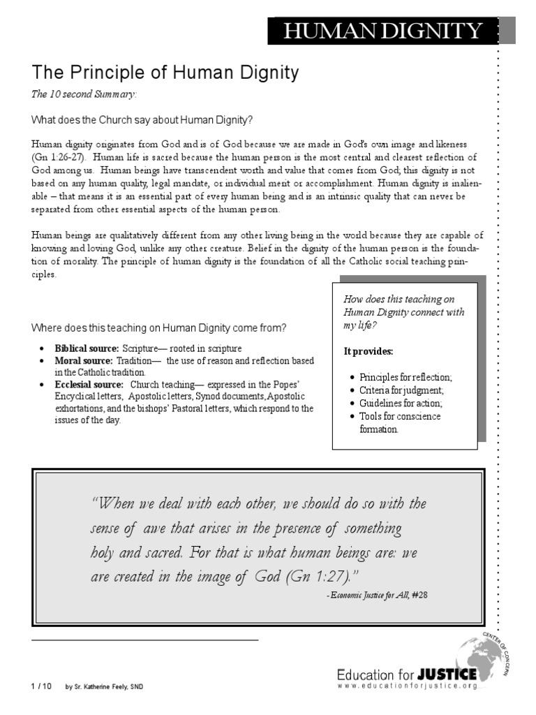 Human Dignity 09 | Dignity | Catholic Social Teaching