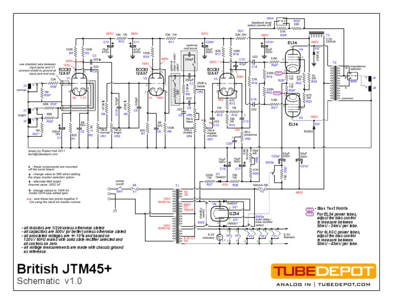 Jtm45plus Schematic | PDF | Vacuum Tube | Electrical Components
