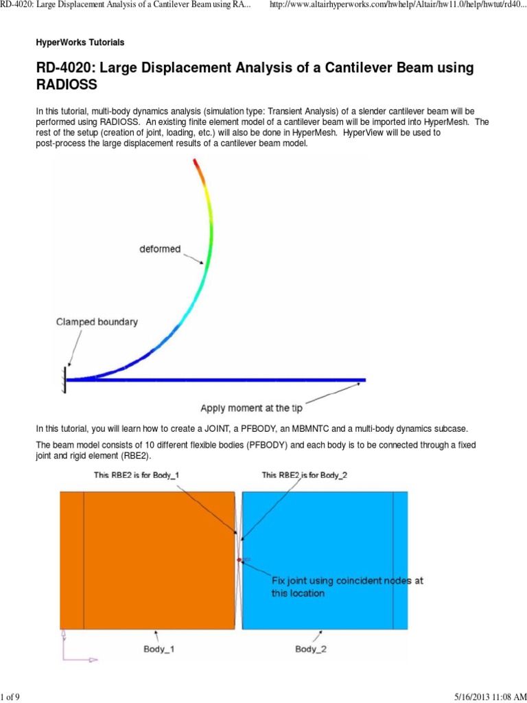Large Displacement Cantilever Beam Analysis | PDF | Finite Element ...