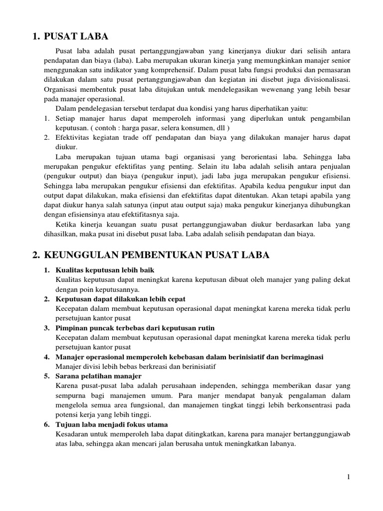 SPM - Pusat Laba | PDF | Bisnis