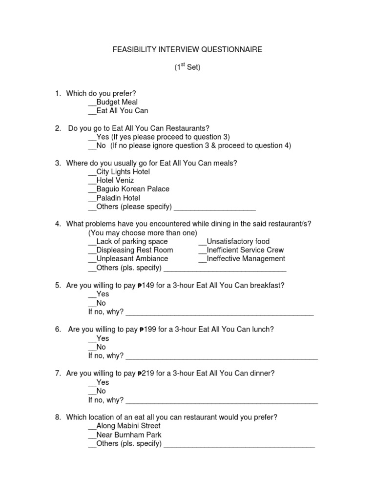 Feasibility Study for Eat All You Can | PDF | Lunch | Meal