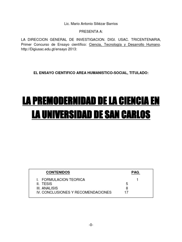 La Premodernidad de La Ciencia en La Universidad de San Carlos PDF ...