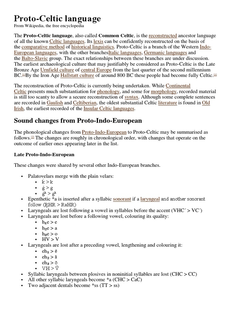 Proto-Celtic Language PDF | PDF | Languages Of Europe | Philology
