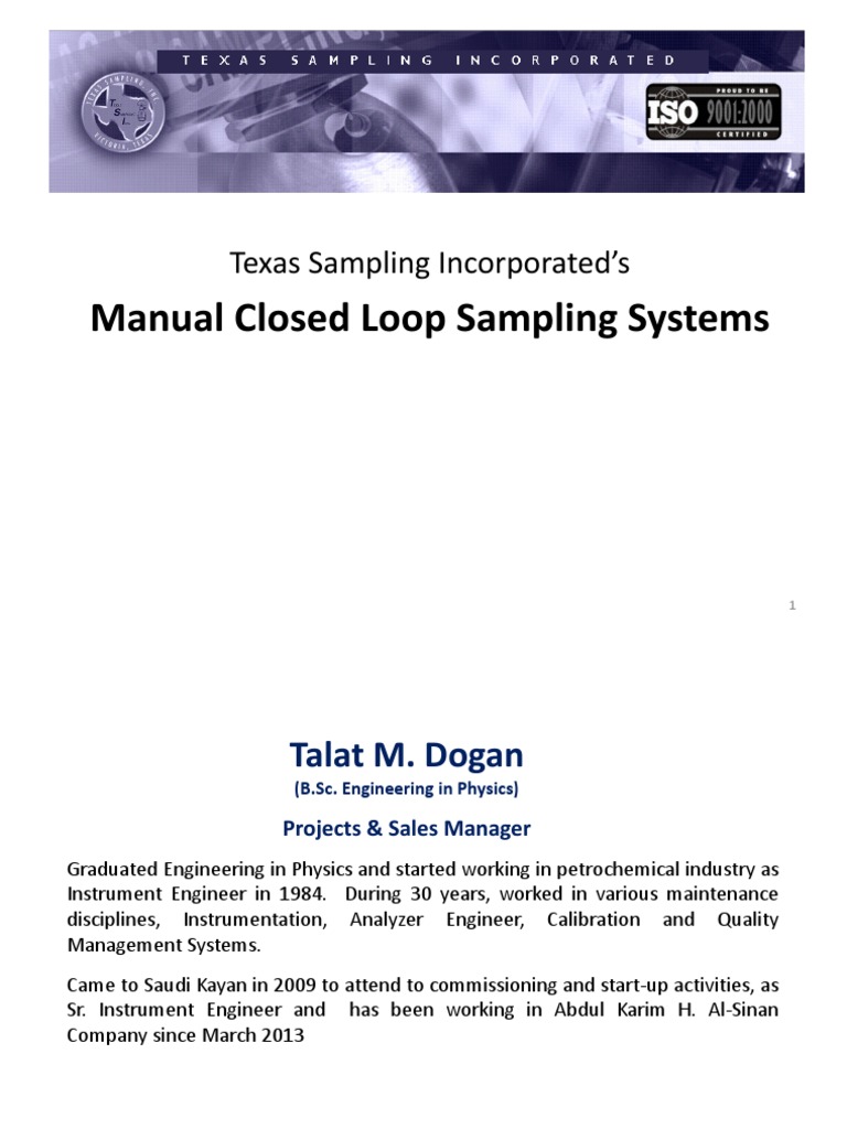 TSI-Manual Closed Loop Grab Sampling Systems | PDF | Valve | Liquids