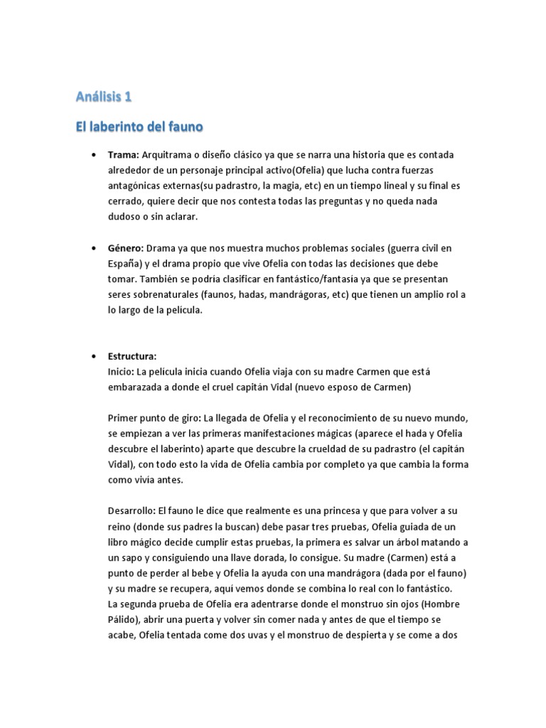 Análisis de "El laberinto del fauno" | PDF | Ocio