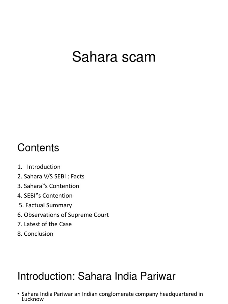Sahara Scam | PDF | Public Law | Government Information