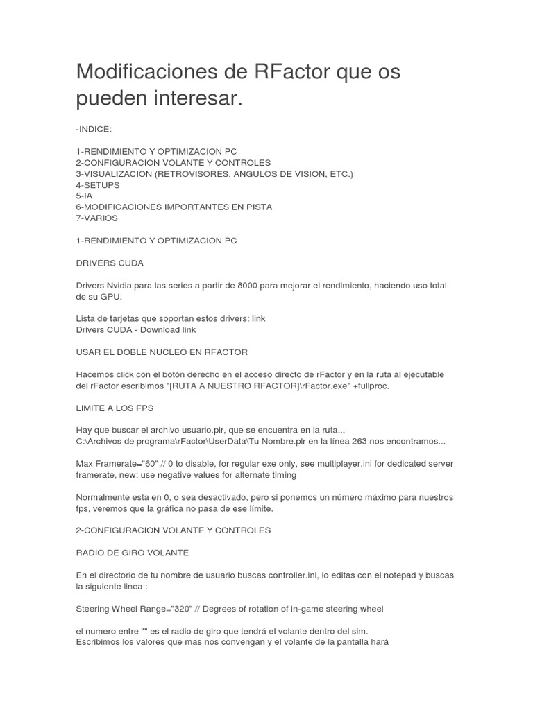 Modificaciones de RFactor Que Os Pueden Interesar | PDF | Comillas | Archivo de computadora