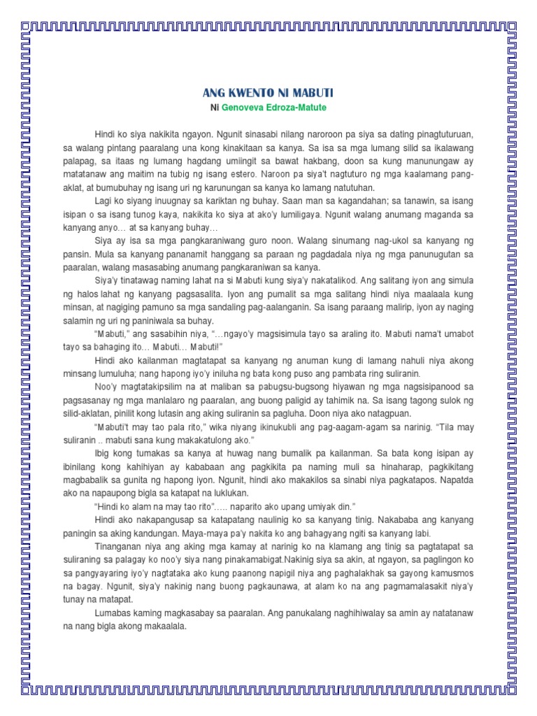 Ang Kwento Ni Mabuti | PDF