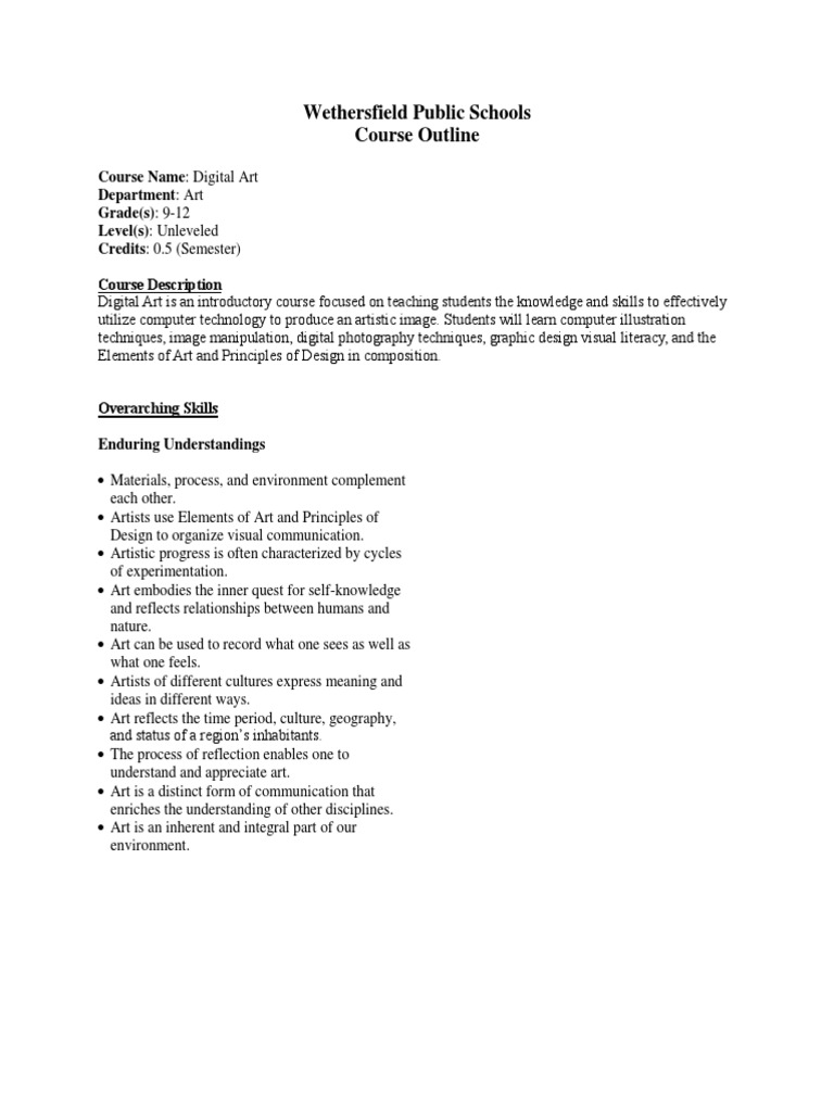 Digital Art Course Outline for Grades 9-12 | PDF | Graphic Design ...