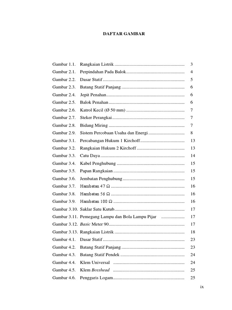 Daftar Gambar Rangkaian Listrik dan Percobaan | PDF