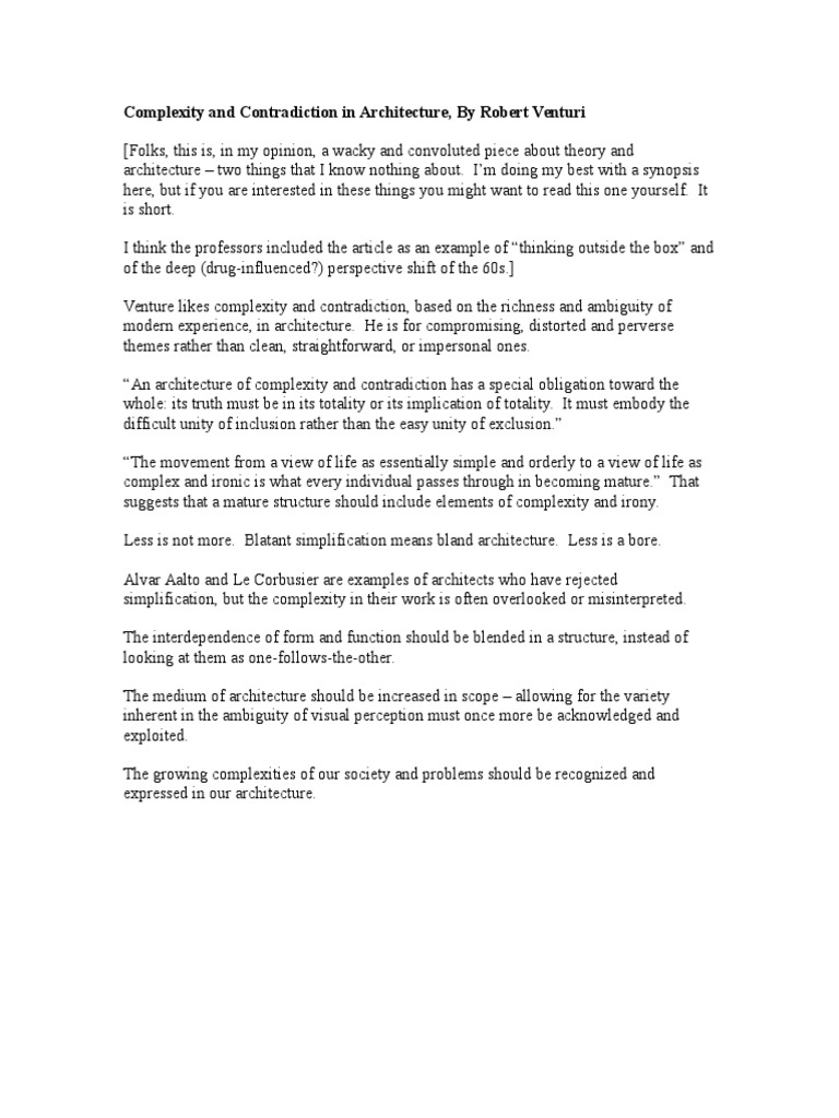 Complexity and Contradiction in Architecture | PDF