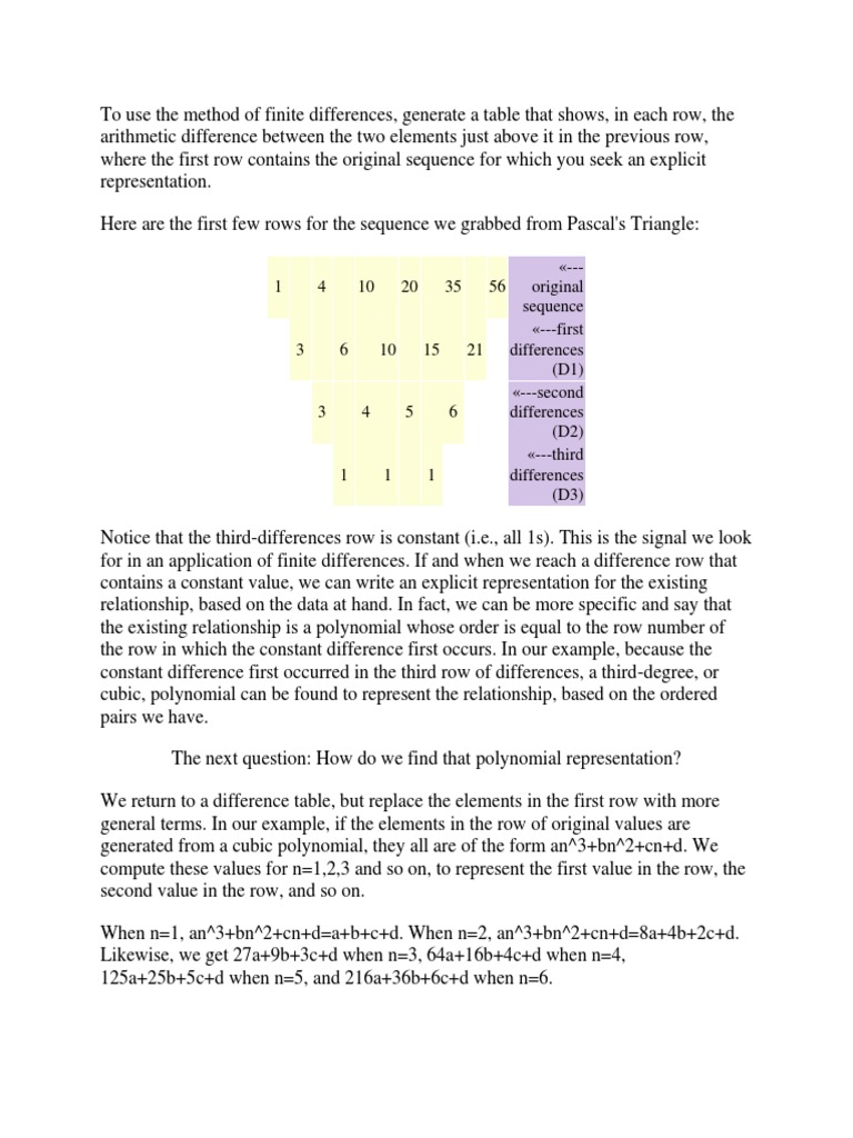 Method of Finite Differences | PDF | Polynomial | Finite Difference