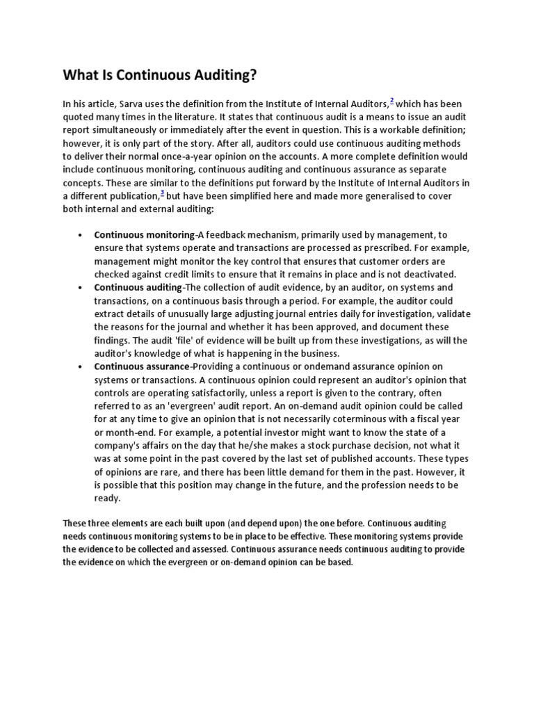 What Is Continuous Auditing | Download Free PDF | Audit | Internal Audit