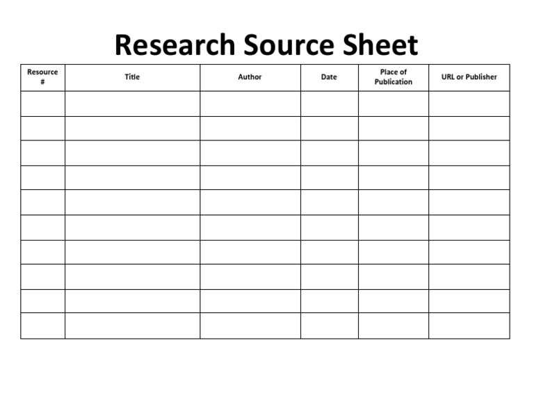 Research Source Sheet | PDF