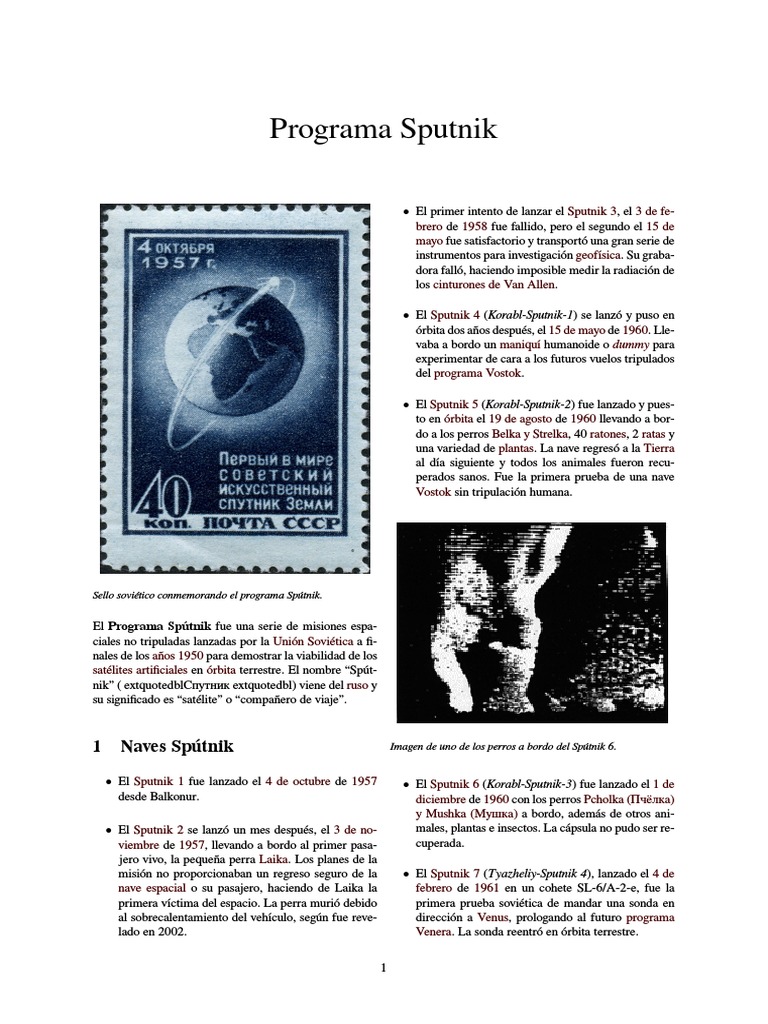 Sputnik PDF | PDF | Sputnik 1 | Líneas de tiempo de vuelos espaciales