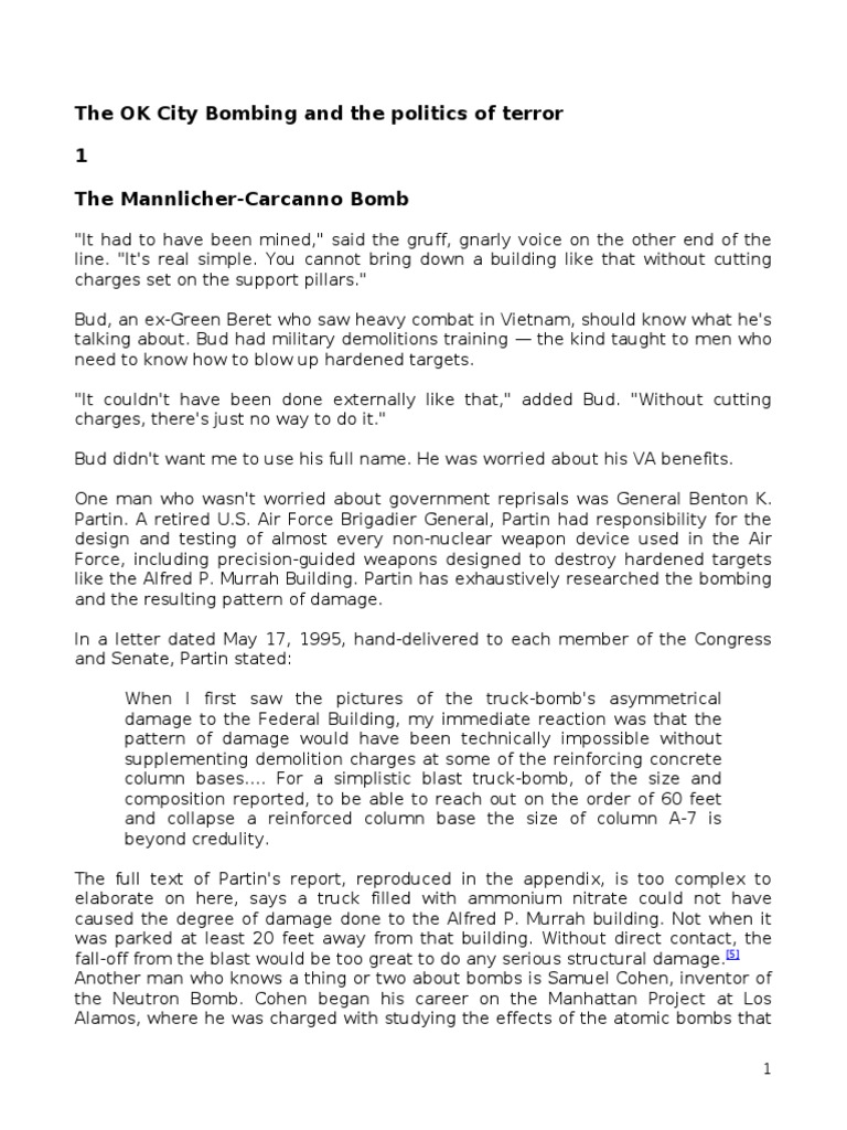 The OK City Bombing and The Politics of Terror | PDF | Explosion | Hazards