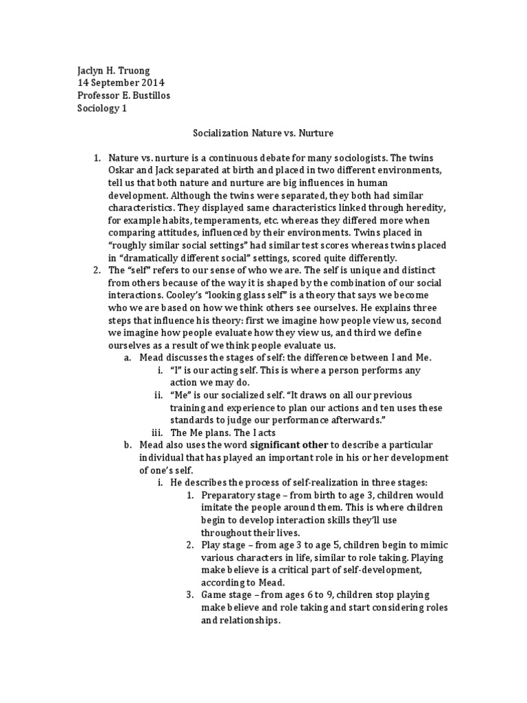 Sociology: Nature vs. Nurture Debate | PDF | Socialization | Nature ...