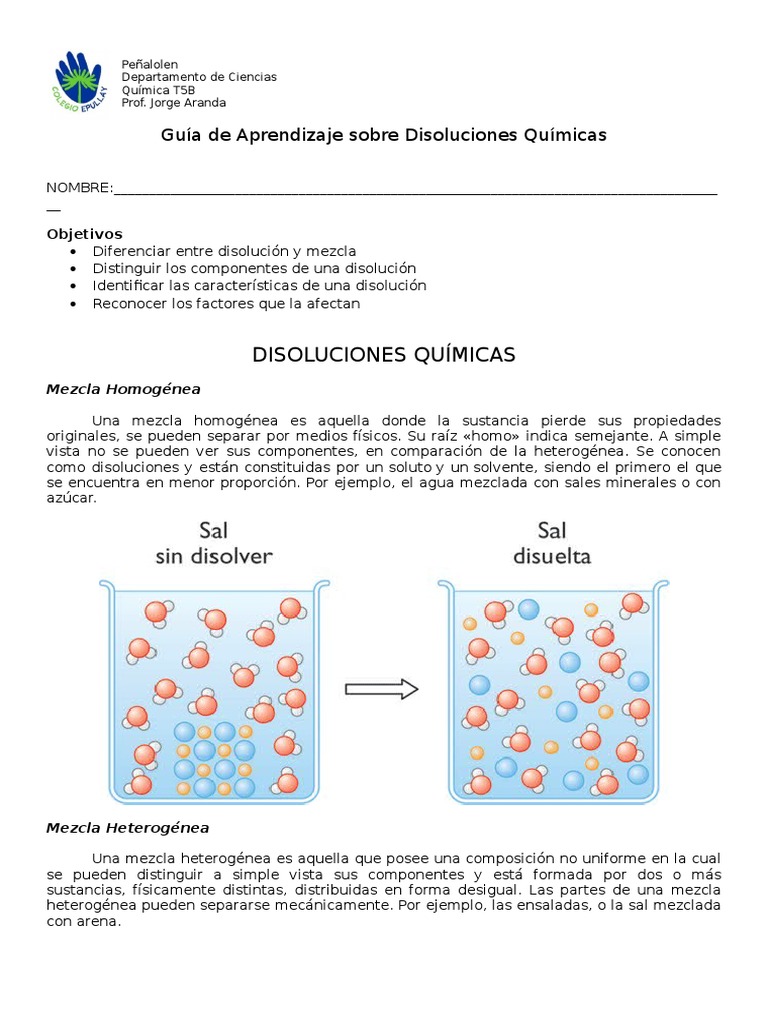 Guía 1 - Generalidades Sobre Disoluciones | PDF | Solvente | Mezcla