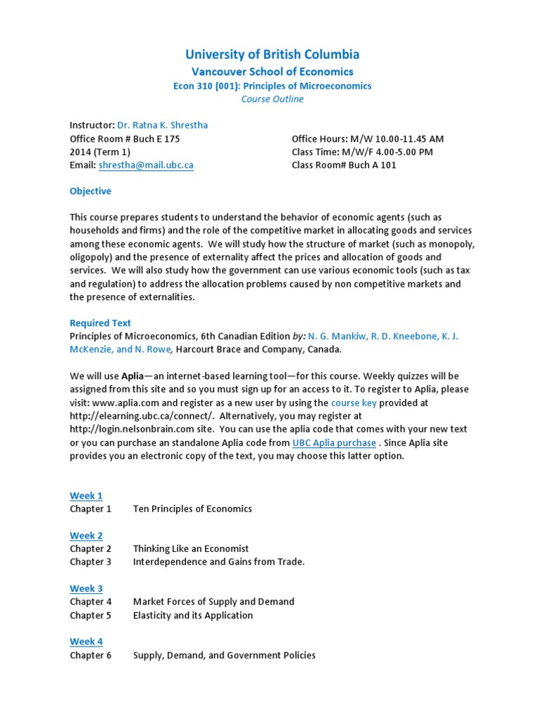 Econ 310 Syllabus | PDF | Business