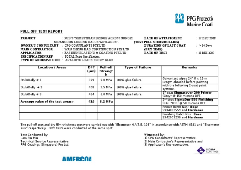 Pull-Off Test Report - PUB Project | Adhesive | Plastic | Prueba ...
