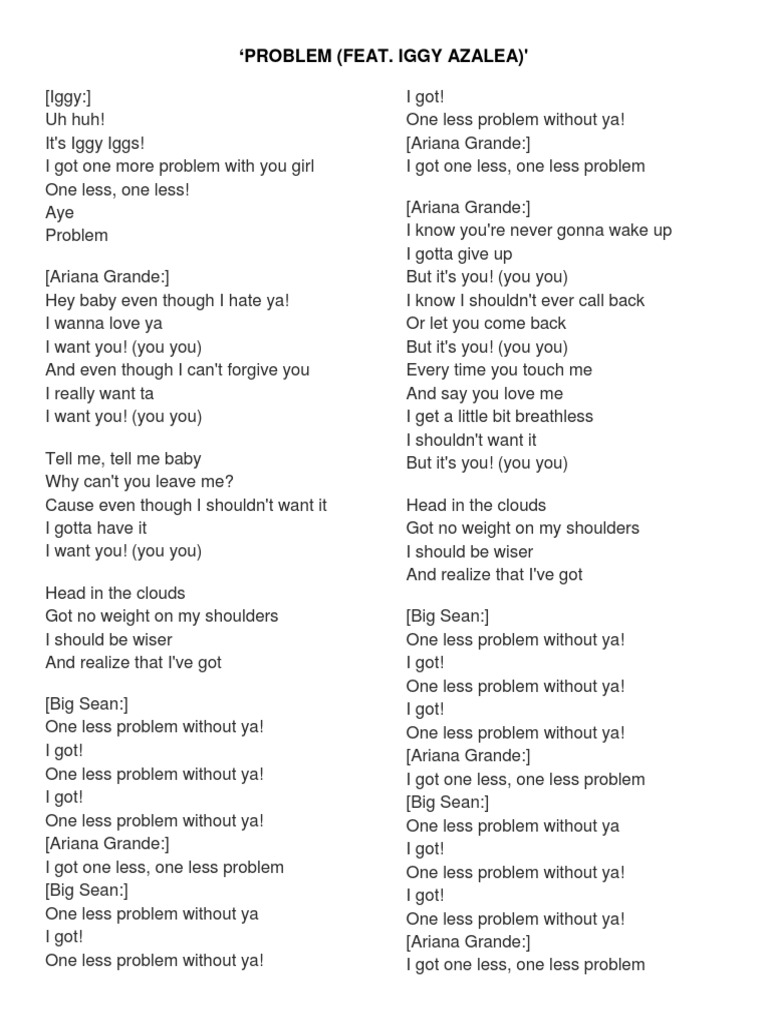 Problem Ariana Grande 가사 Iggy Azalea