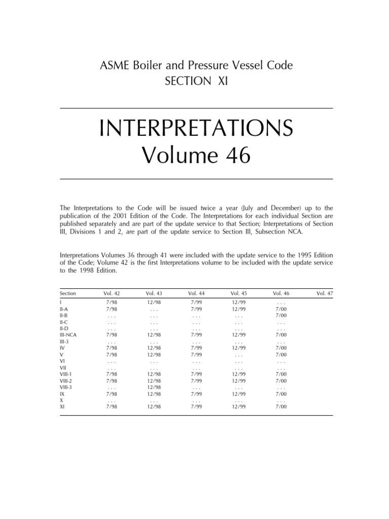 Interpretations on ASME Boiler and Pressure Vessel Code Section XI ...
