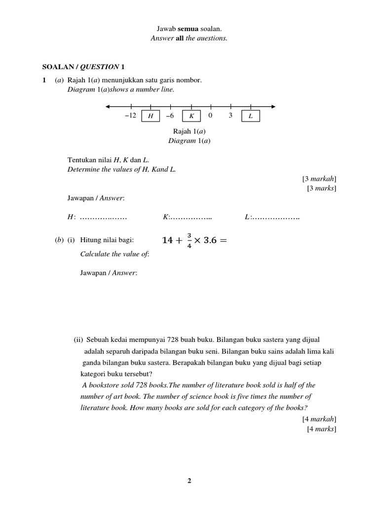Trial Math PT3 SMKSK | PDF