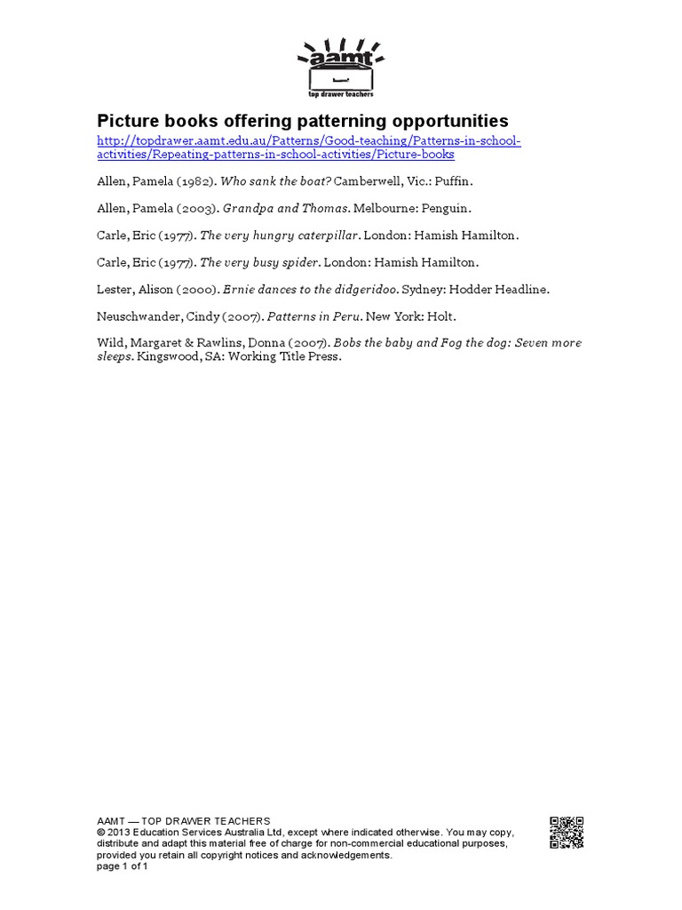 Patterning Picture Books | PDF | Language Arts & Discipline | Foreign ...