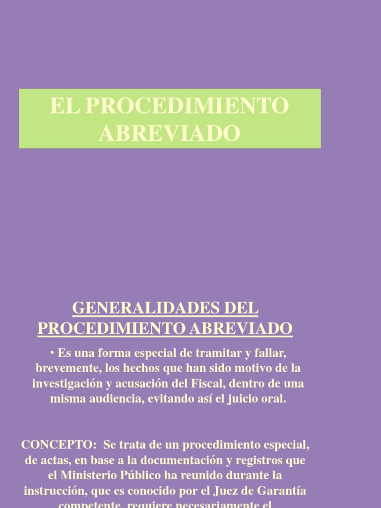 Procedimiento Abreviado | Descargar gratis PDF | Ley procesal | Sentencia (Ley)