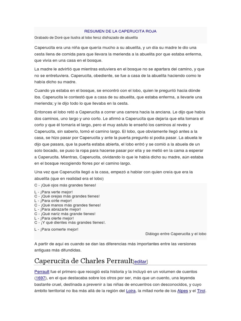 Caperucita Roja: Historia y Versiones | PDF | Caperucita Roja | Ocio