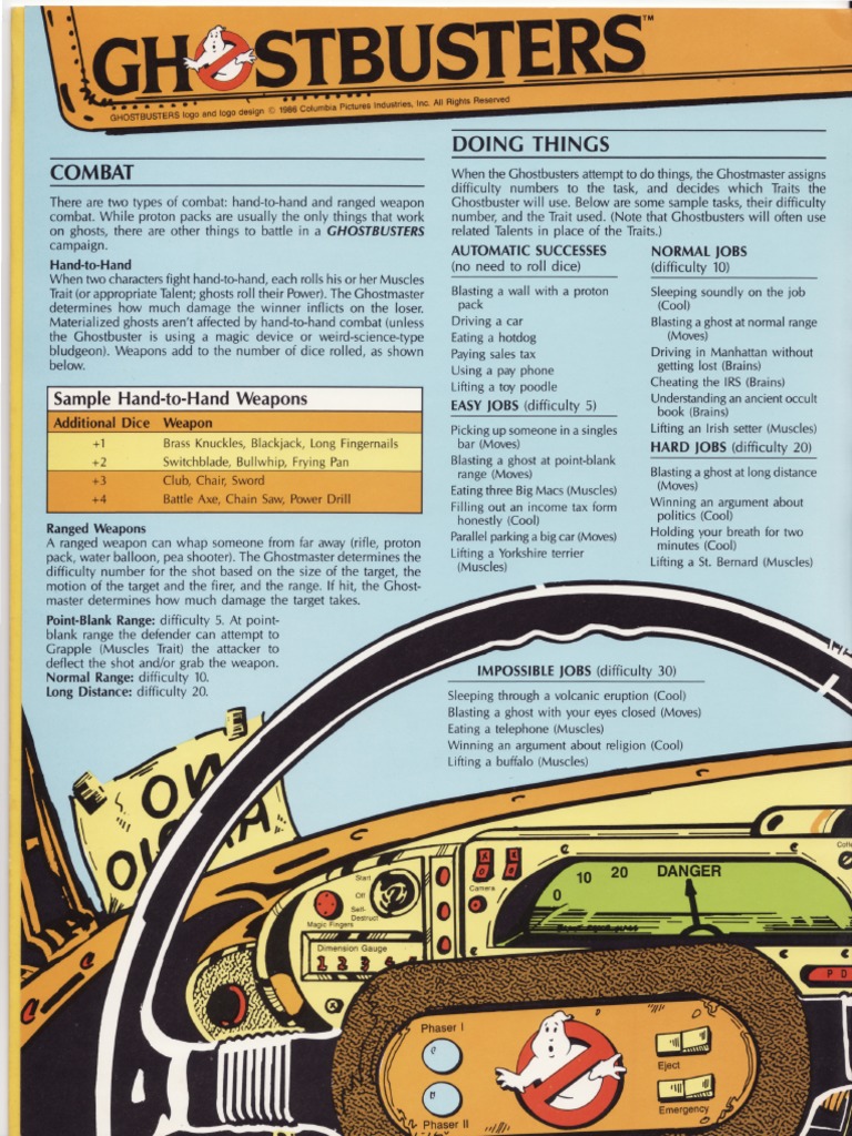 Ghostbusters RPG - GM Screen | PDF | Entertainment | Leisure