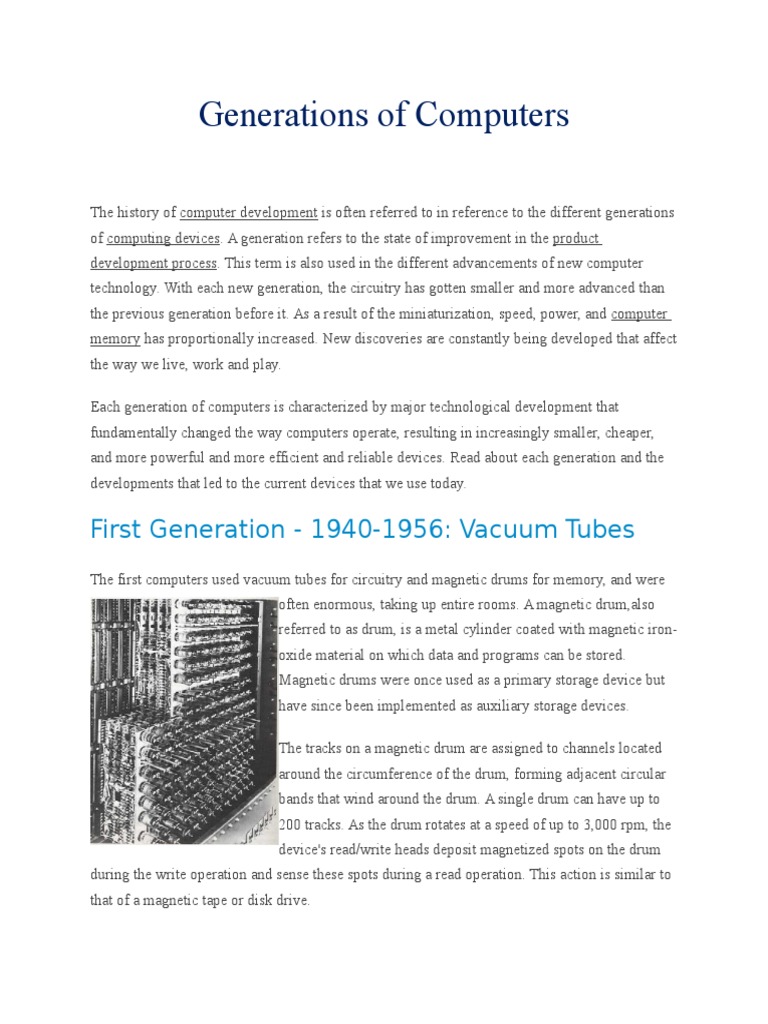 Generations of Computers | PDF | Central Processing Unit | Integrated Circuit