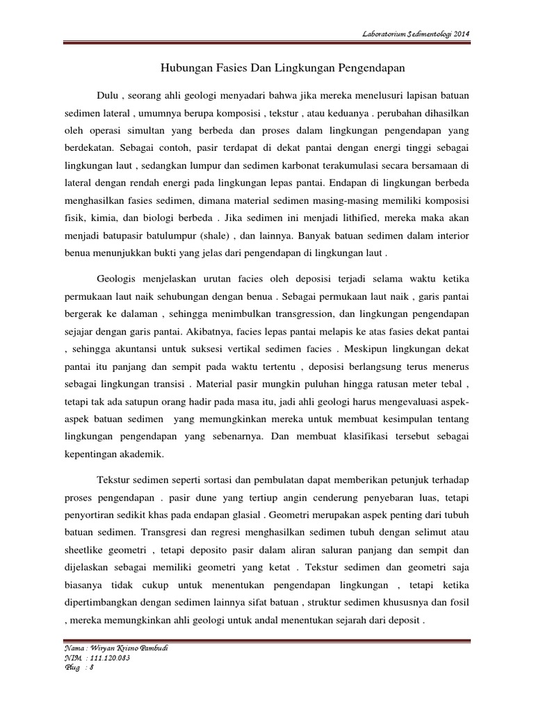 Hubungan Fasies Dan Lingkungan Pengendapan | PDF | Sains & Matematika