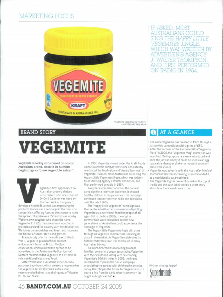 Vegemite Brand | PDF | Food And Drink | Foods