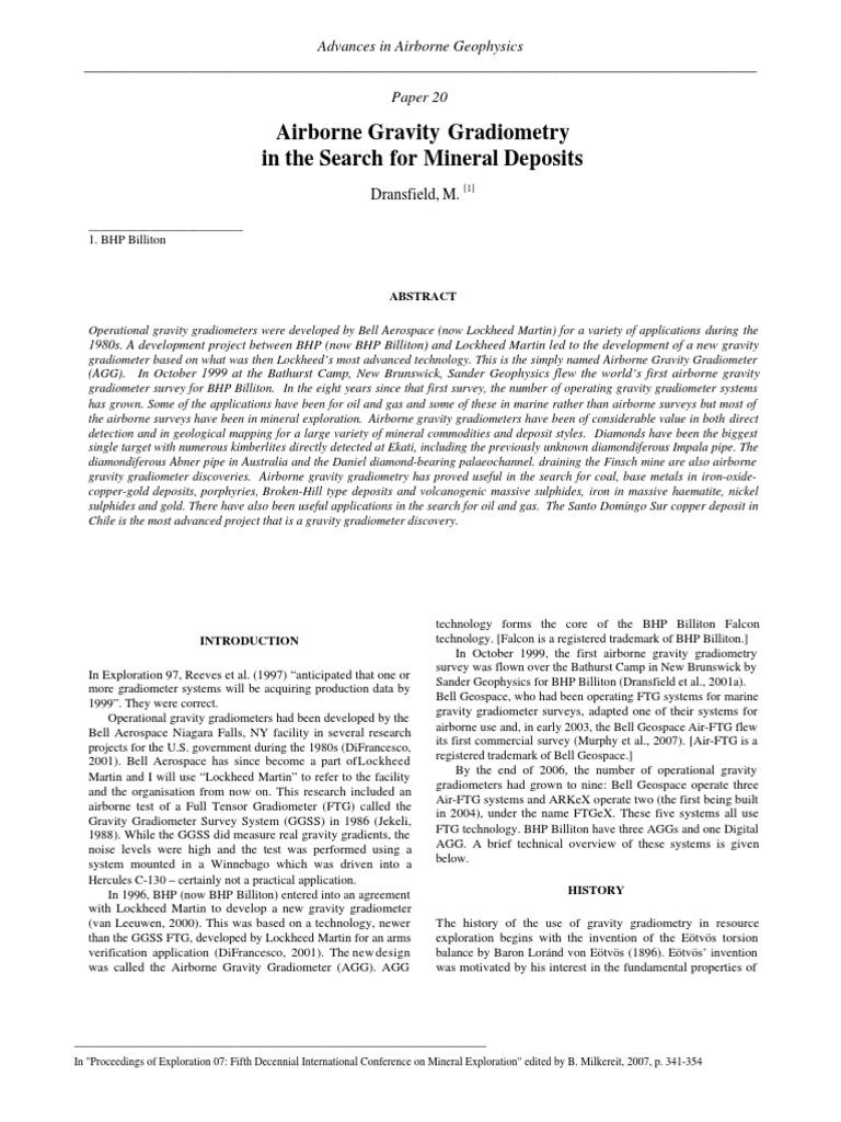 11 Airborne Gravity Gradiometry in The Search For Mineral Deposits 20 | PDF | Accelerometer ...
