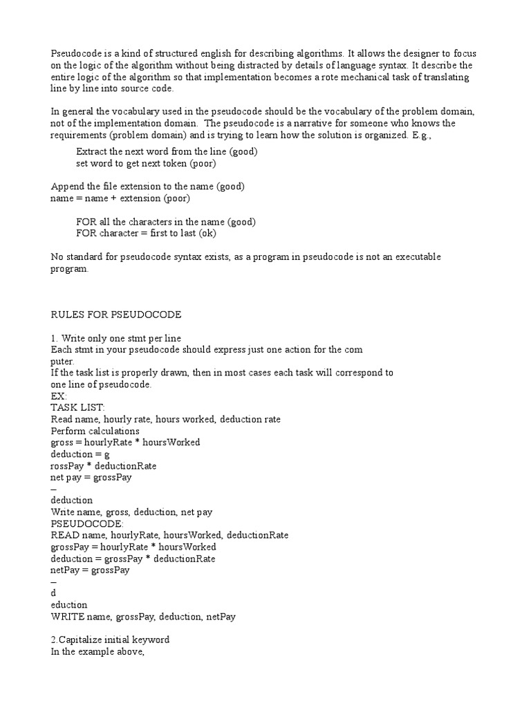 Psedo Code | PDF | Computer Engineering | Software Development