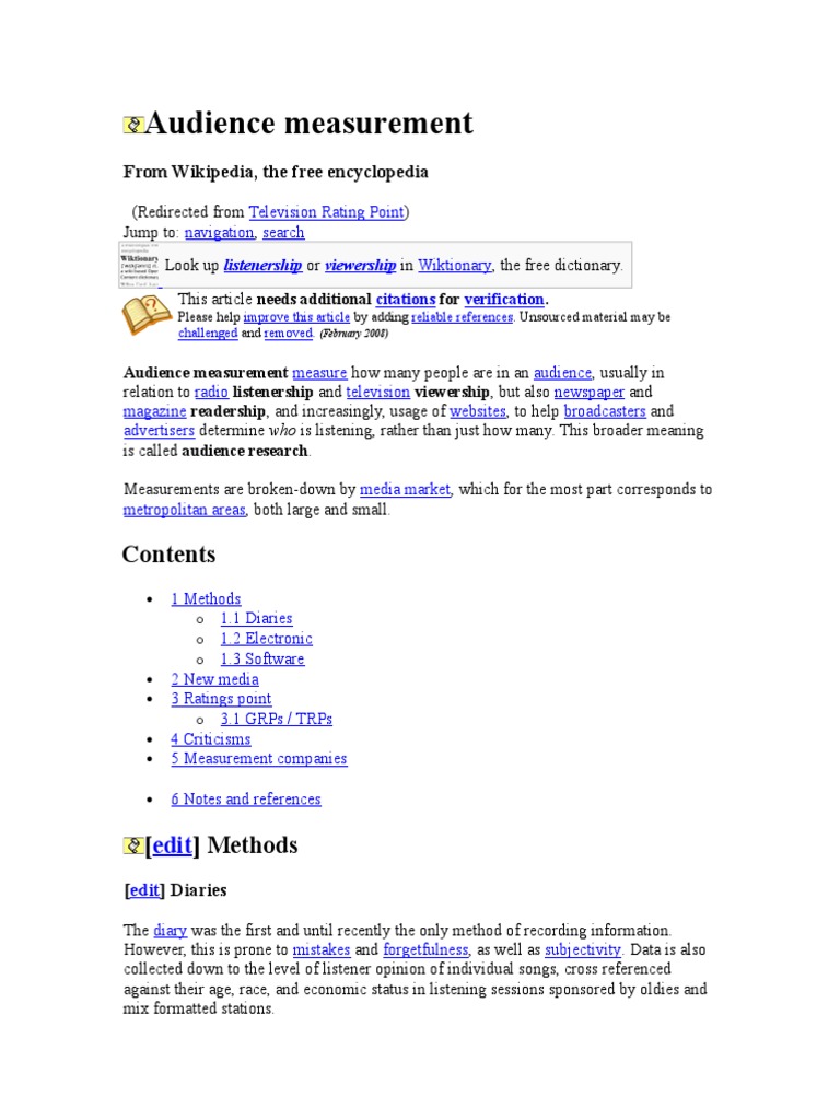 Understanding Audience Measurement Methods | PDF | Audience Measurement ...