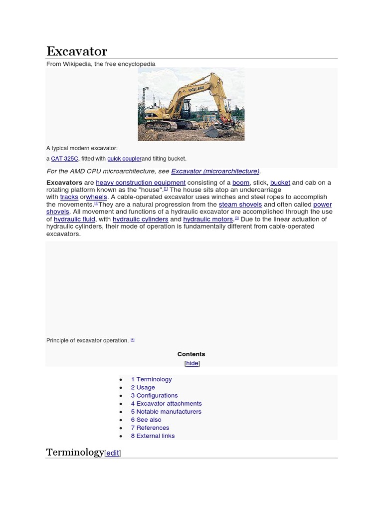 Excavator: Terminology | PDF | Construction Equipment | Industries