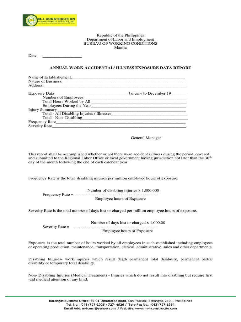 Annual Work Accident Exposure Report | PDF | Labor Economics | Injury