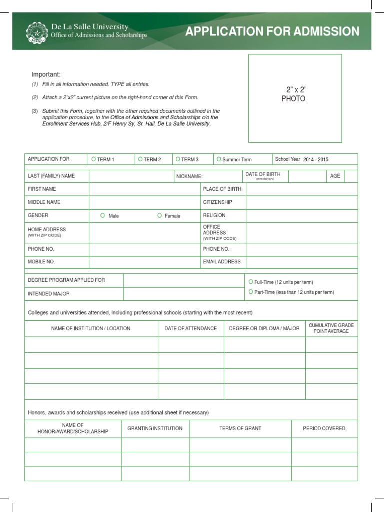 WWW - Dlsu.edu - PH Admissions Graduate PDF Gs Application | PDF ...