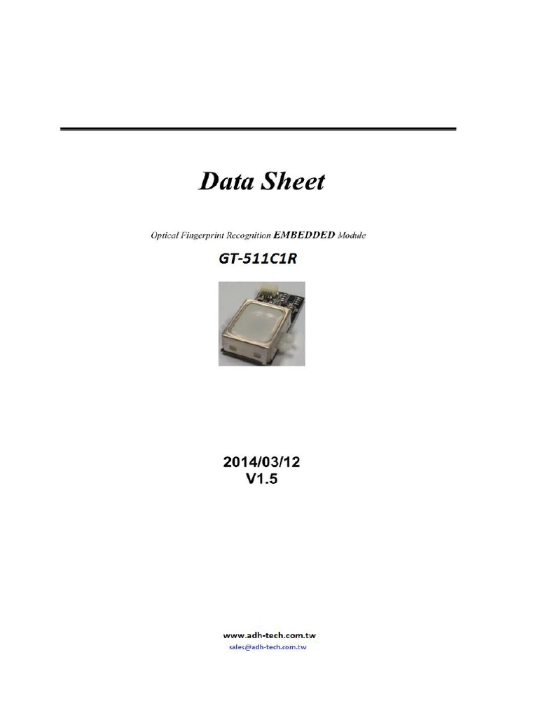 GT-511C1R - Datasheet - V1 5 - 20140312 | PDF | Transmission Control Protocol | Fingerprint