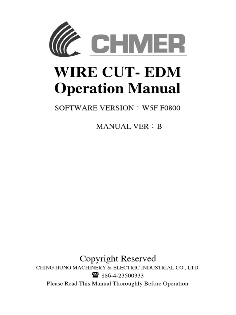 WIRE - EDM Operation Manual | PDF | Switch | Numerical Control