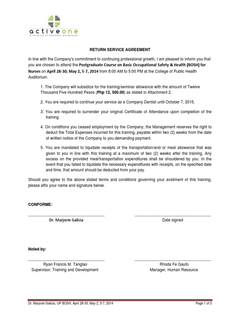 Return Service Agreement | Download Free PDF | Government | Business