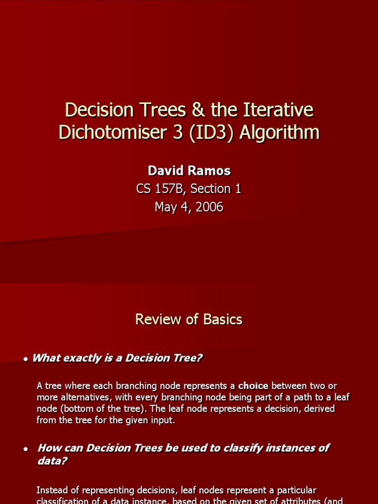 Decision Trees & The Iterative Dichotomiser 3 (ID3) Algorithm | PDF | Artificial Intelligence ...