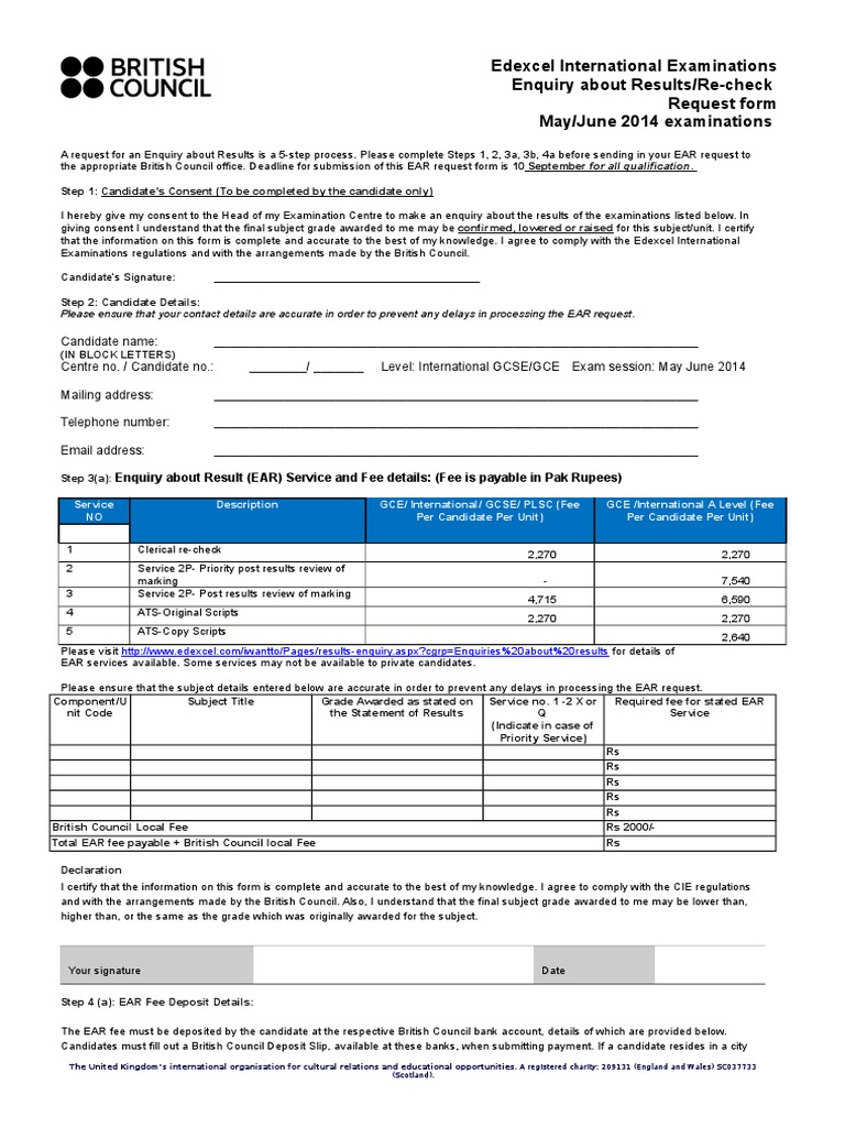 Edexcel Ear Form June 2014 | PDF | Written Communication | Communication