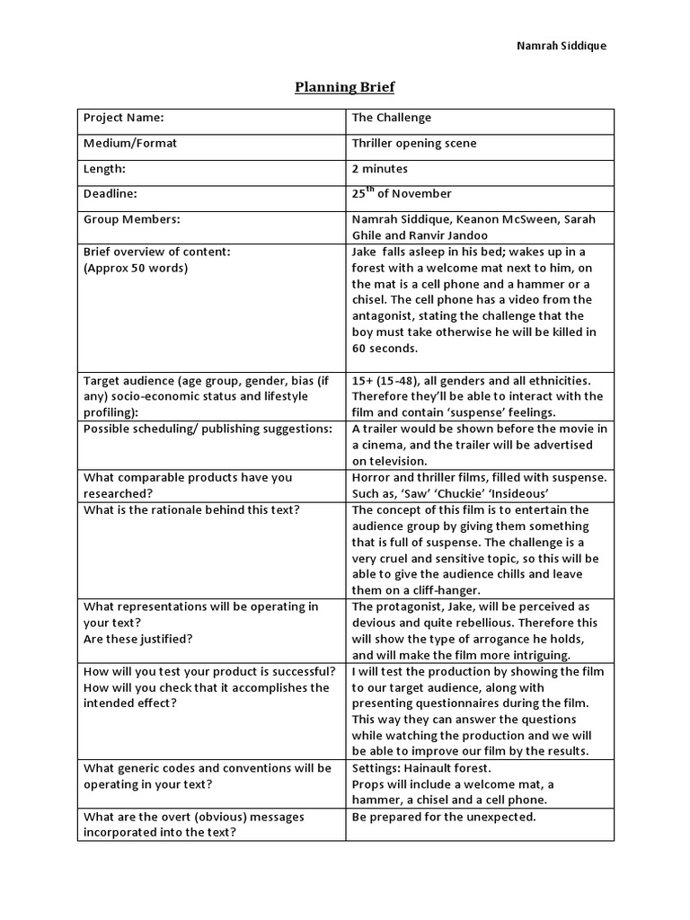 Planning Brief | PDF | Psychological Concepts | Communication