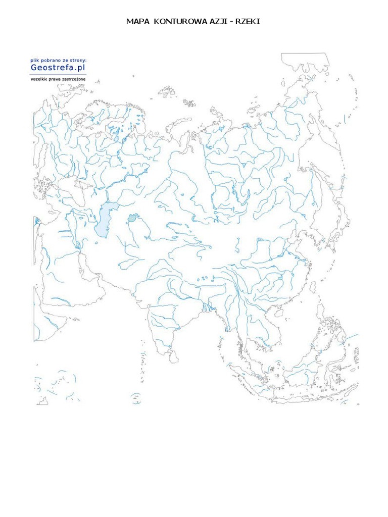 Azja - Rzeki I Jeziora - Mapa Konturowa PDF | PDF